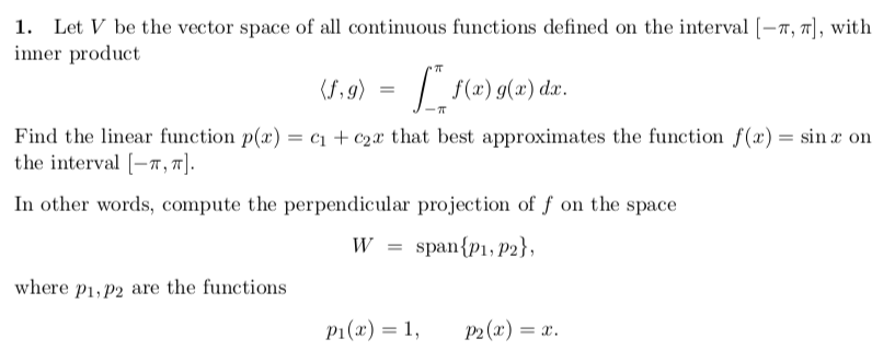 Solved 1. Let V be the vector space of all continuous | Chegg.com