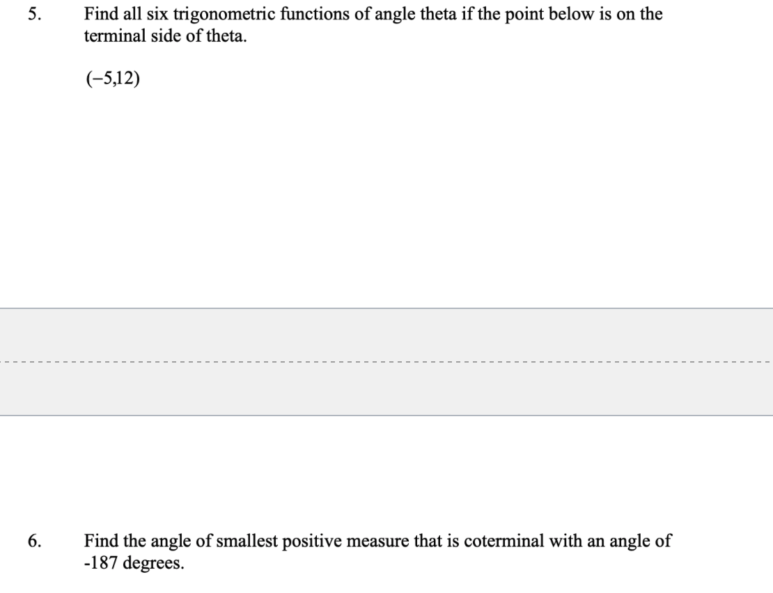 Solved 5. Find all six trigonometric functions of angle | Chegg.com
