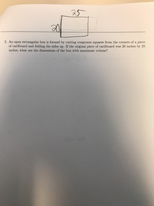 Solved 05 d0 2. An open rectangular box is formed by cutting | Chegg.com