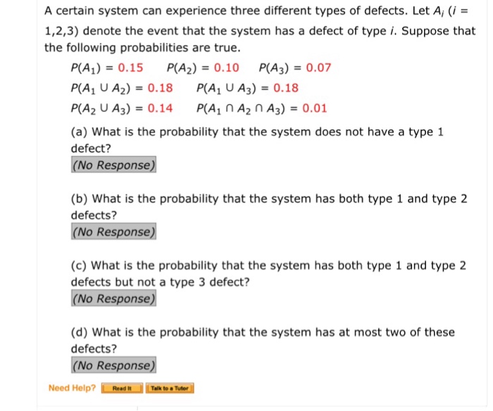 Solved A certain system can experience three different types | Chegg.com