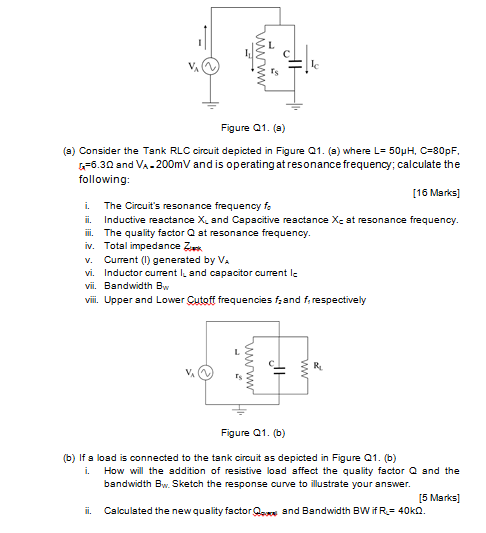 Solved ww i. Figure 21. (a) (2) Consider the Tank RLC | Chegg.com
