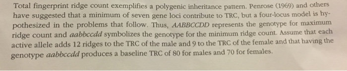 Solved Total fingerprint ridge count exemplifies a polygenic | Chegg.com