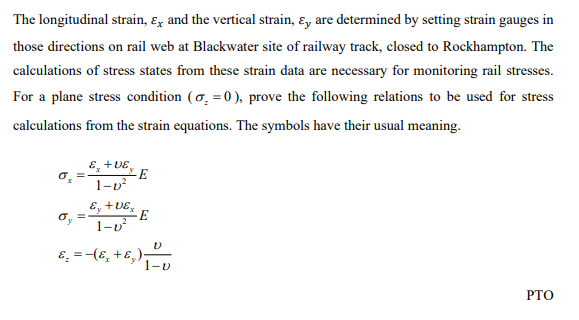 Solved The longitudinal strain, εx and the vertical strain, | Chegg.com