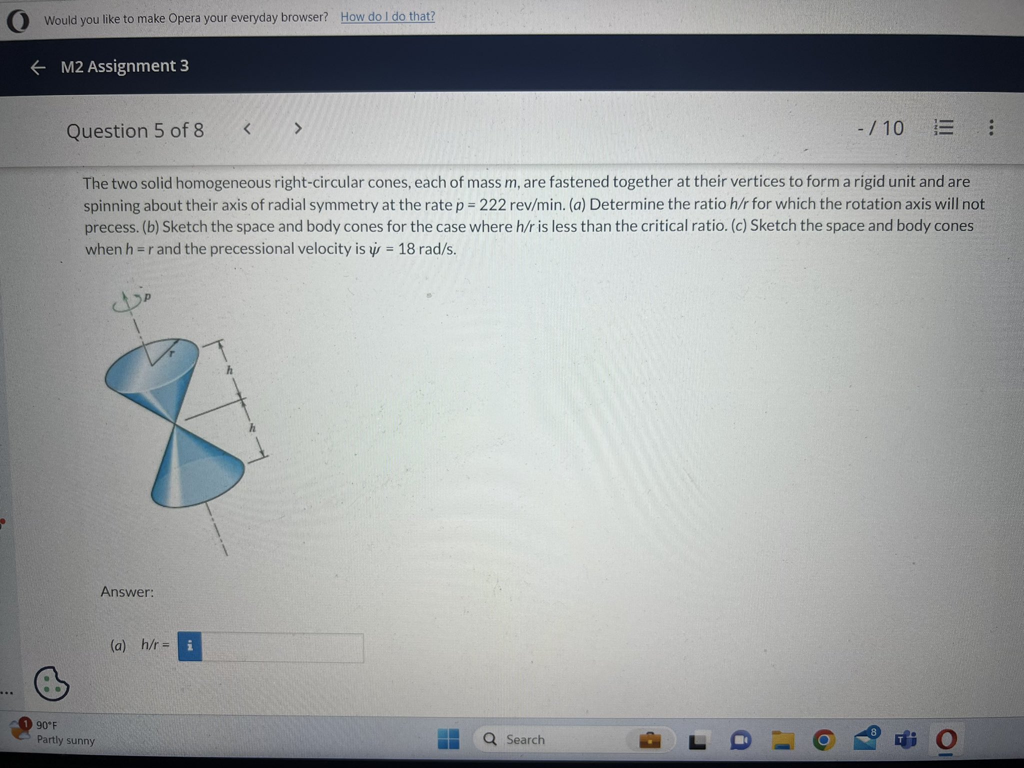 Solved The two solid homogeneous right-circular cones, each | Chegg.com