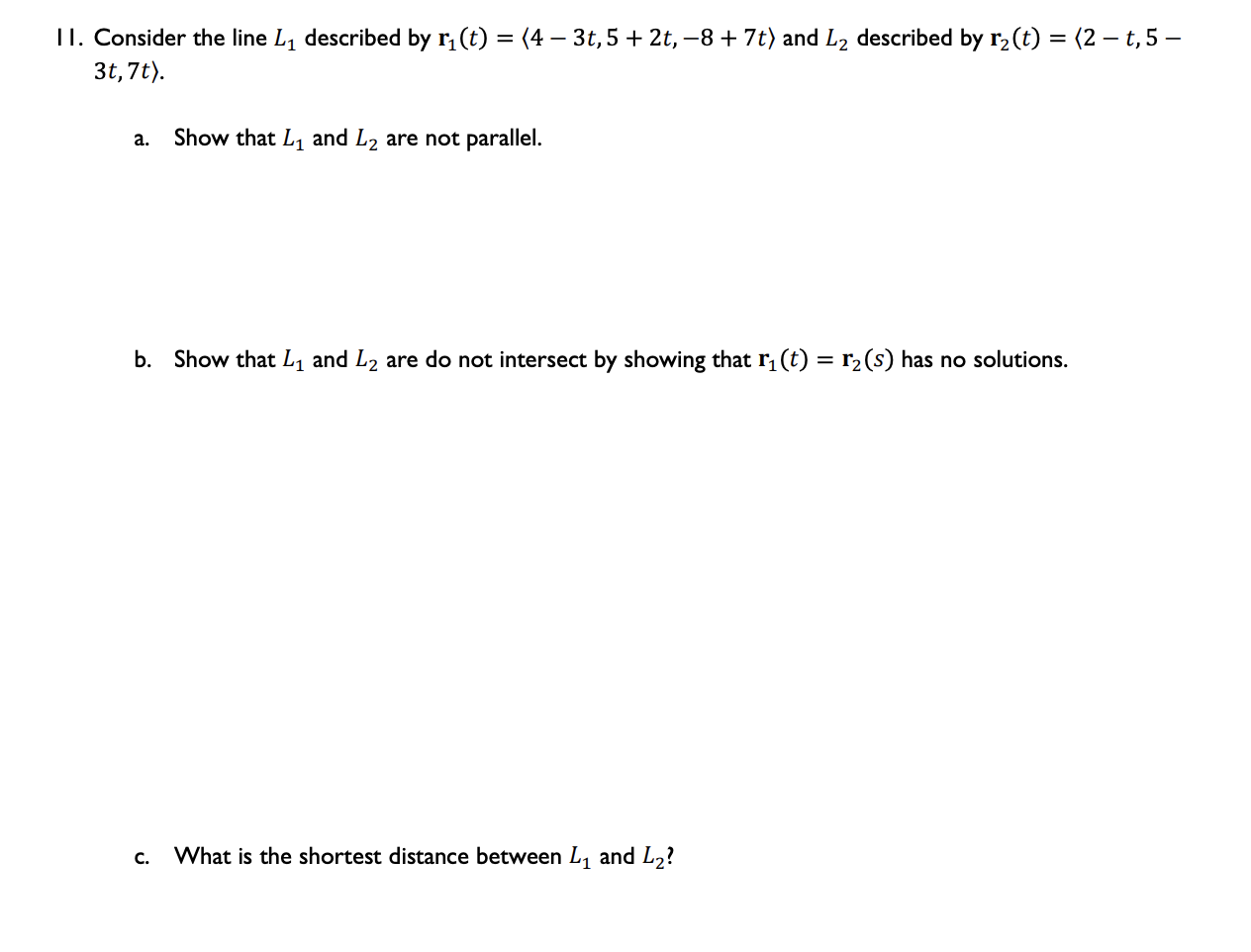 Solved II. ﻿Consider the line L1 ﻿described by | Chegg.com