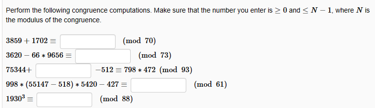 Solved Perform the following congruence computations. Make | Chegg.com