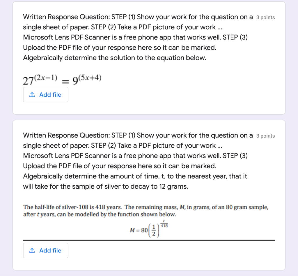 Solved Written Response Question: STEP (1) Show your work | Chegg.com
