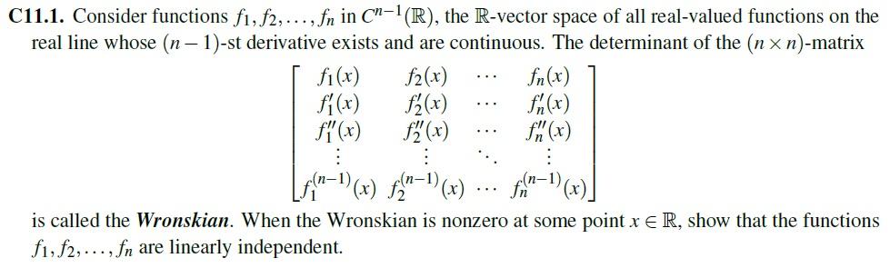 Solved C11.1. Consider functions fi, f2, ..., fn in Ch-l(R), | Chegg.com