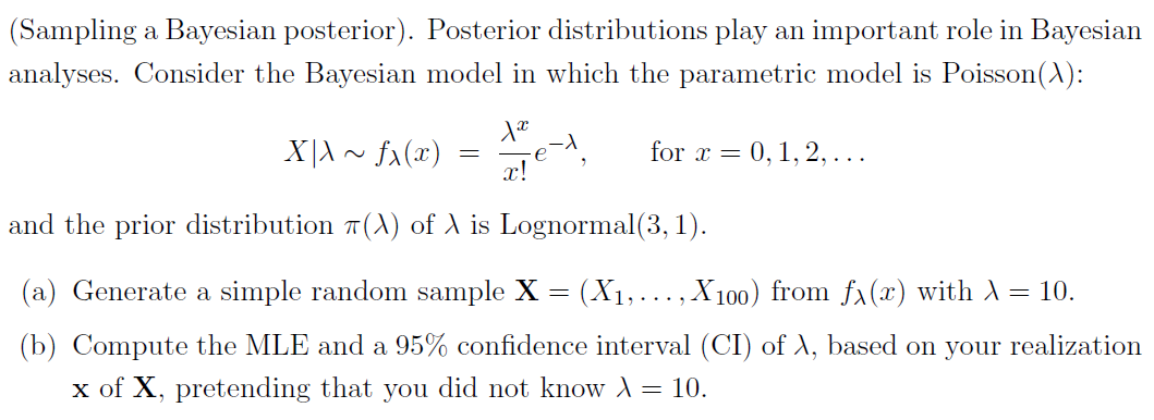 Solved (Sampling a Bayesian posterior). Posterior | Chegg.com