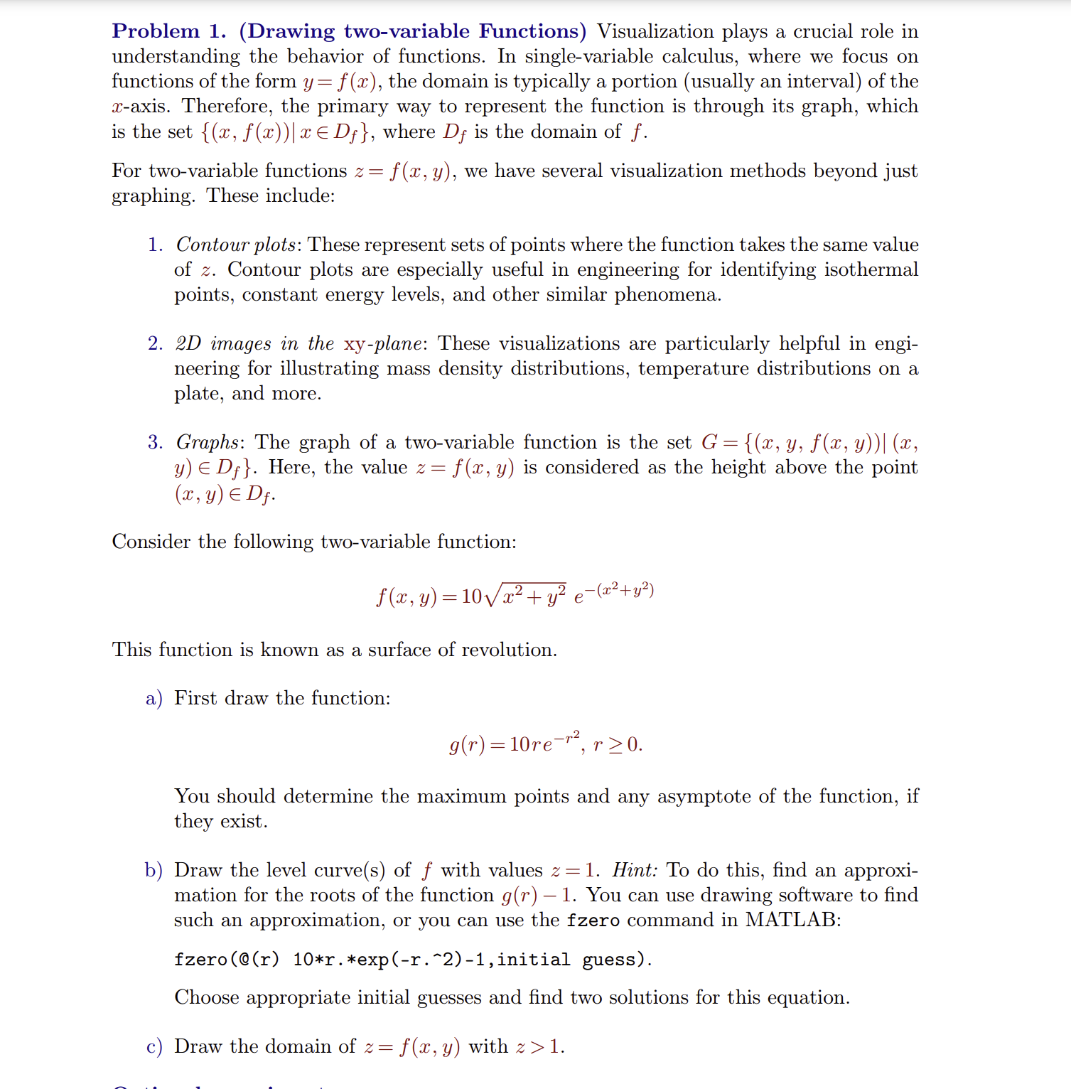 Solved Problem 1. (Drawing two-variable Functions) | Chegg.com