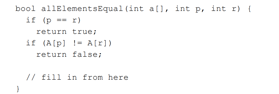Solved Complete the following divide-and-conquer algorithm | Chegg.com