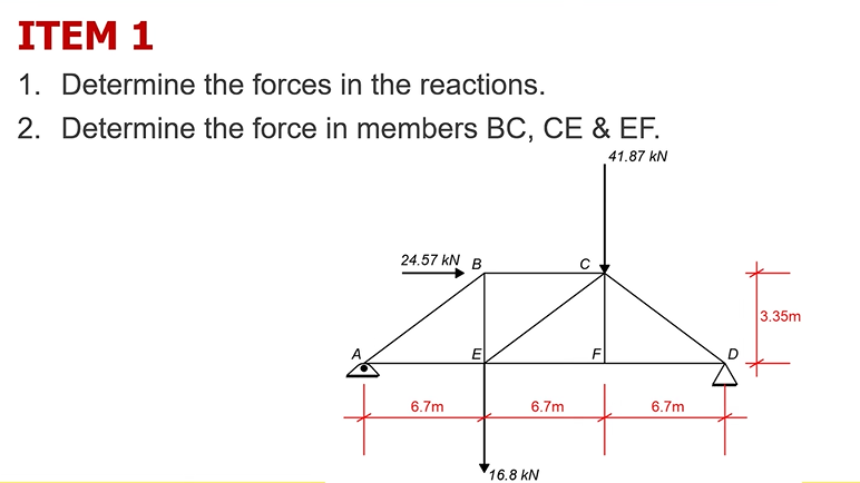 Solved ITEM 1 1. Determine the forces in the reactions. 2. | Chegg.com