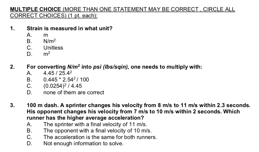 Solved MULTIPLE CHOICE (MORE THAN ONE STATEMENT MAY BE | Chegg.com