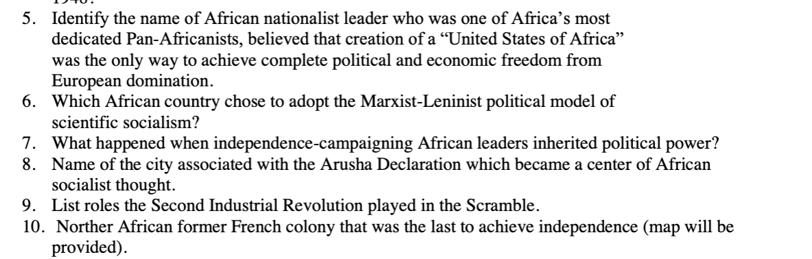 5. Identify the name of African nationalist leader | Chegg.com