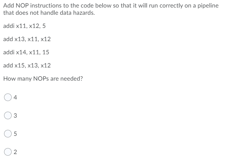 Solved Add NOP instructions to the code below so that it | Chegg.com