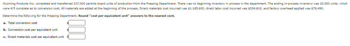 Solved Determine the following for the Pressing Department. | Chegg.com