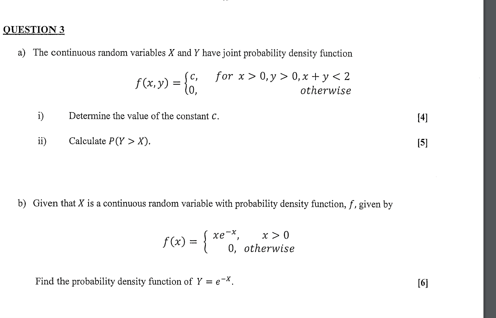 Solved a) The continuous random variables X and Y have joint | Chegg.com