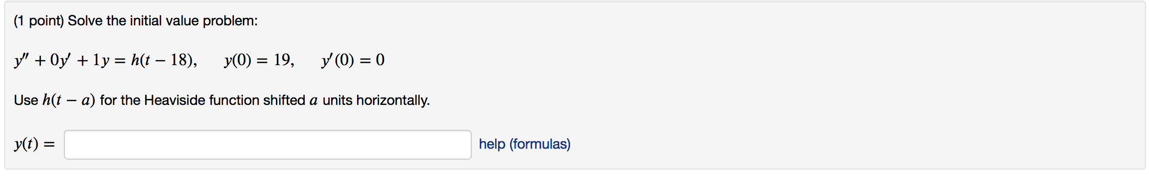 Solved (1 point) Solve the initial value problem: y + 2y + | Chegg.com