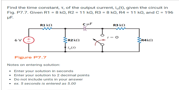 Solved Find the time constant, τ, of the output current, | Chegg.com