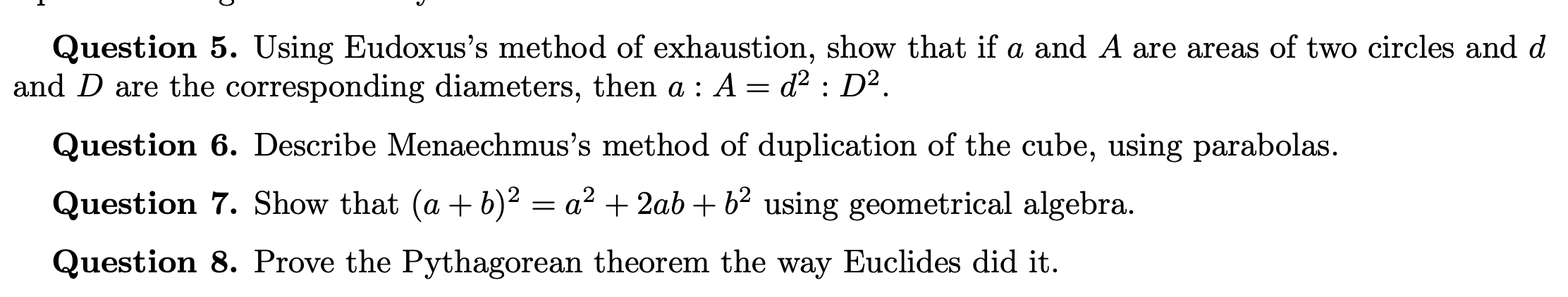 Solved Question 5. Using Eudoxus's method of exhaustion, | Chegg.com