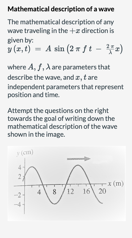 Solved Mathematical description of a wave The mathematical | Chegg.com