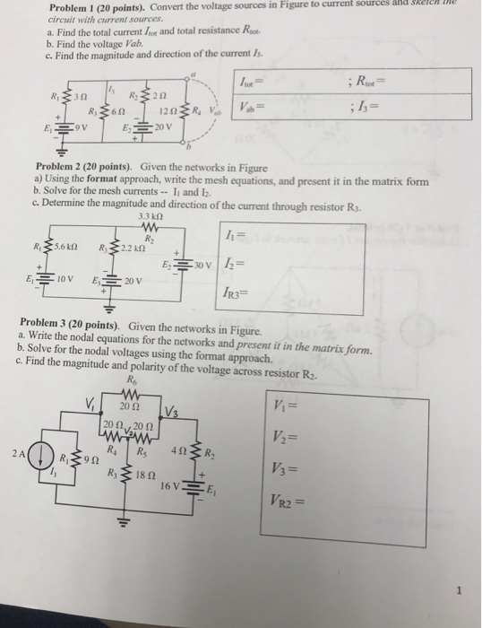 Solved Problem 1 (20 points). Convert the voltage sources in | Chegg.com