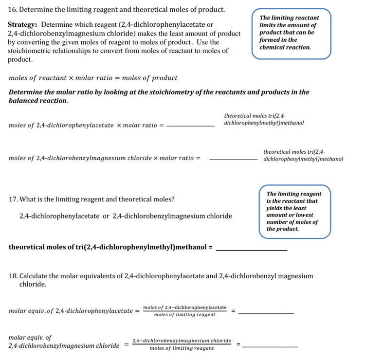 16. Determine the limiting reagent and theoretical | Chegg.com