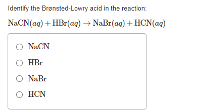 Solved Identify the Brønsted-Lowry acid and base in each of | Chegg.com