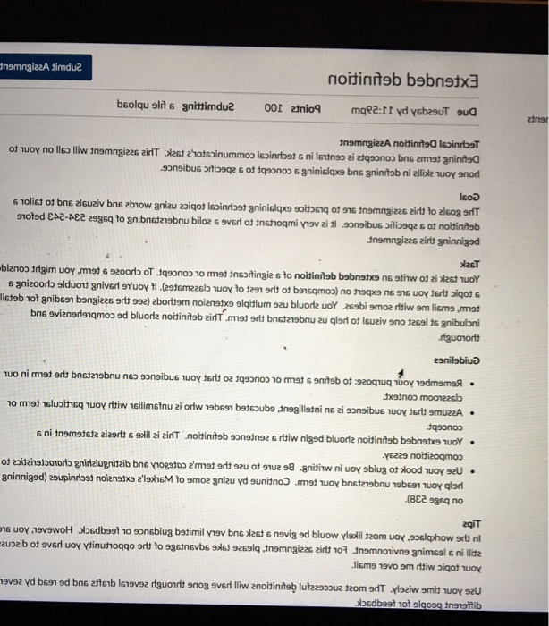 Solved Technical Definition Assignment Defining terms and | Chegg.com