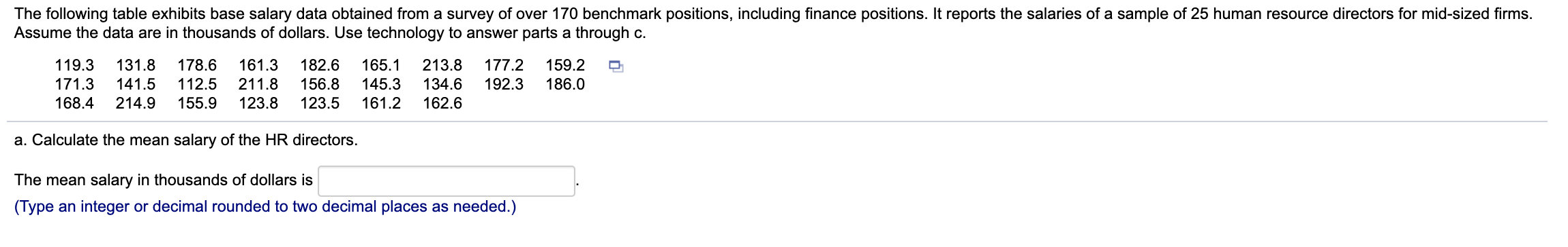 Solved The following table exhibits base salary data | Chegg.com