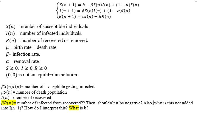 Solved This is SIR model, Difference equation. I need an | Chegg.com
