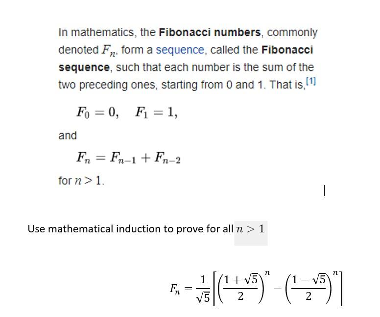 Solved In mathematics, the Fibonacci numbers, commonly | Chegg.com