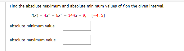 Solved Find the absolute maximum and absolute minimum values | Chegg.com