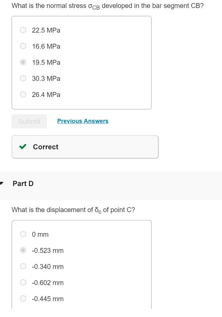 Solved A solid bar ACB is made of a single material having | Chegg.com