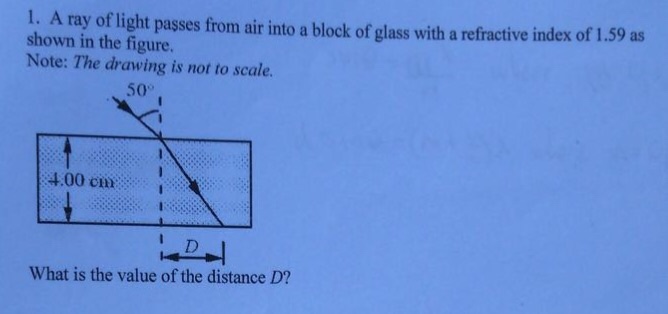 Solved 1. A ray of light passes from air into a block of | Chegg.com