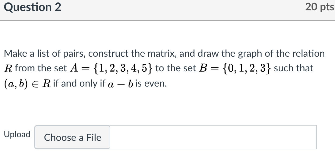Solved Question 2 20 pts Make a list of pairs, construct the | Chegg.com