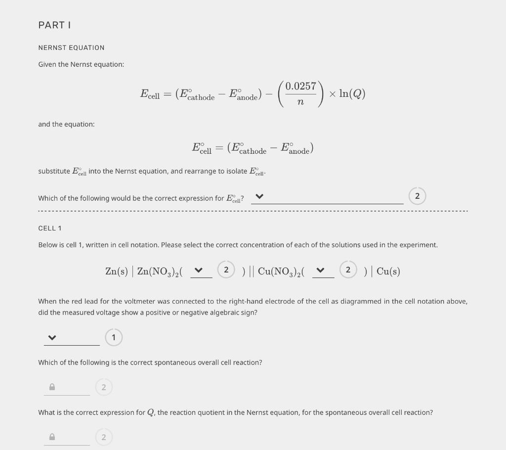 Solved NERNST EQUATION Given the Nernst equation: Ecell | Chegg.com