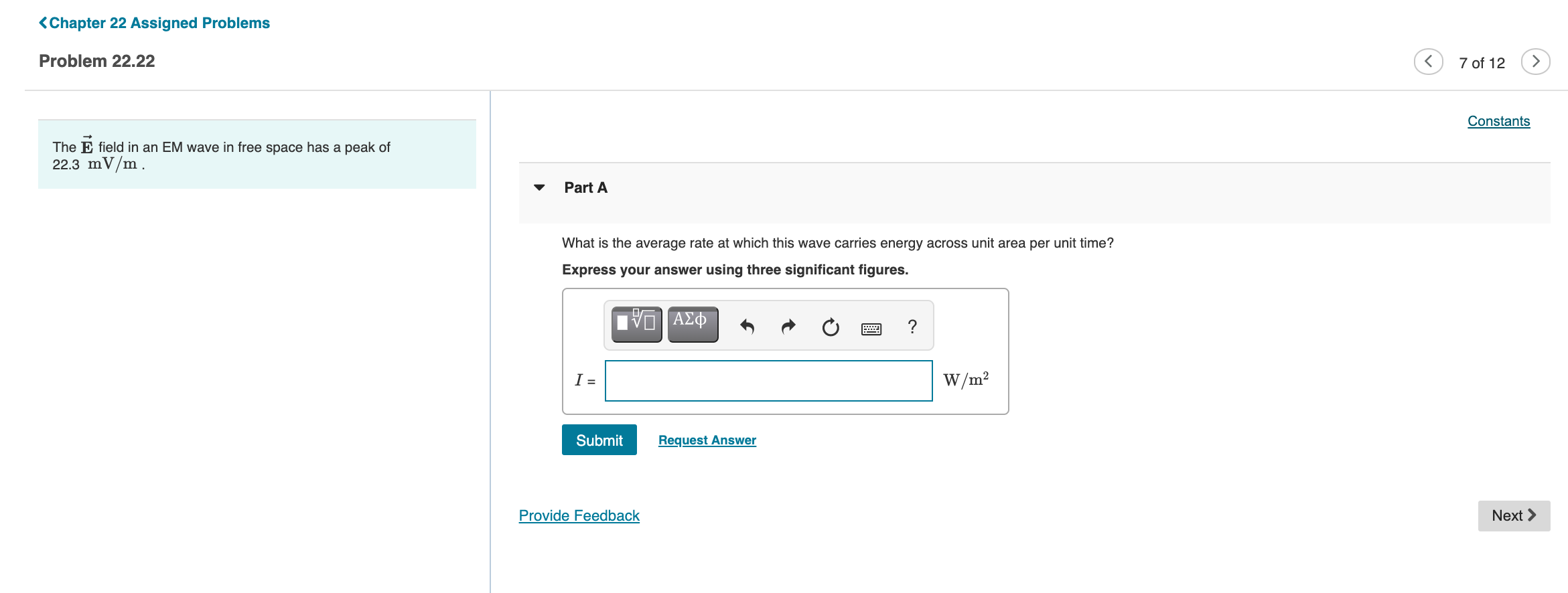 Solved Constants The E field in an EM wave in free space | Chegg.com