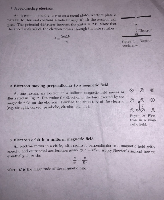 Solved 1 Accelerating electron An electron is initially at | Chegg.com