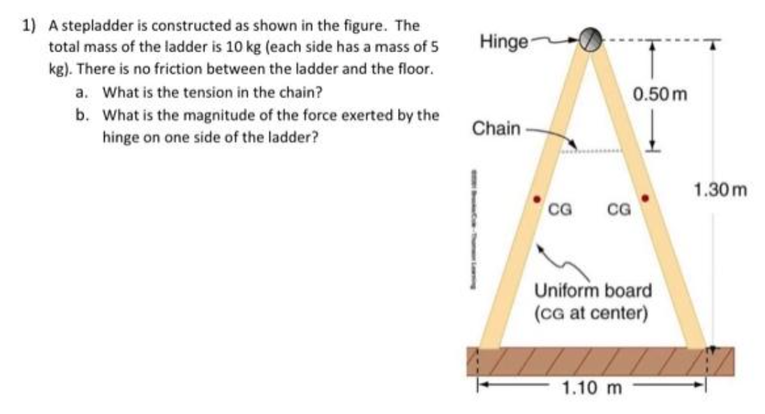 [Solved]: A stepladder is constructed as shown in the figure