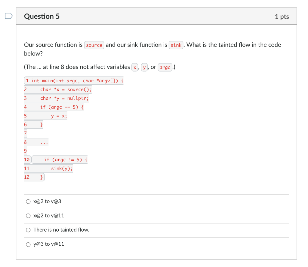 Solved Question 4 1 pts Our source function is source and | Chegg.com