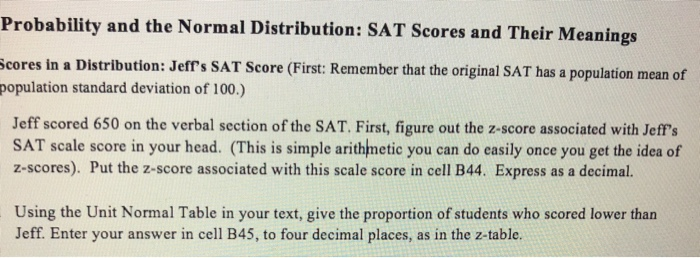 Solved Probability and the Normal Distribution: SAT Scores | Chegg.com