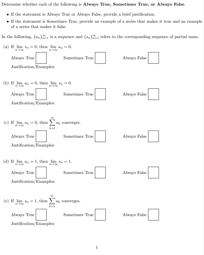 Solved Determine whether each of the following is Always | Chegg.com