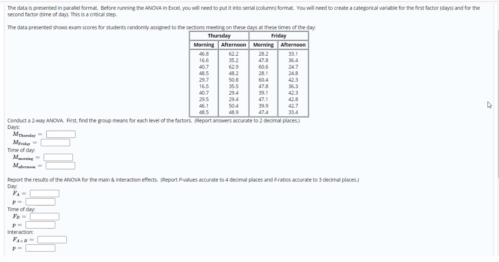 Solved The data is presented in parallel format. Before | Chegg.com