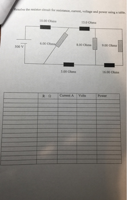 Solved Resolve the resistor circuit for resistance, current, | Chegg.com