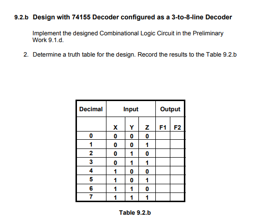 Solved 9.1.c Logic Circuit Design with 74155 Decoder | Chegg.com