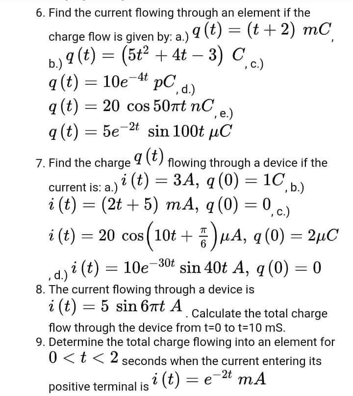 Solved PC.d.) 6. Find the current flowing through an element | Chegg.com