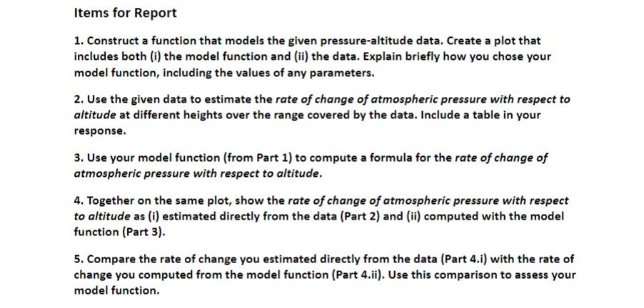 Solved Items For Report 1 Construct A Function That Models 9288