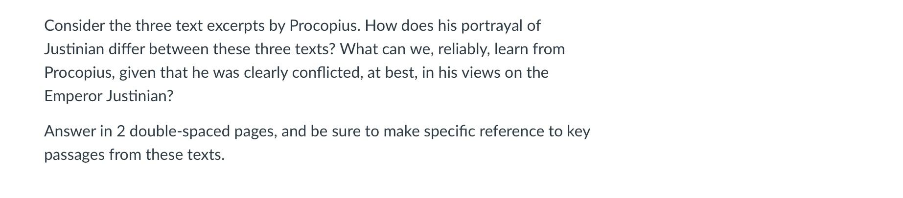 Solved Consider the three text excerpts by Procopius. How | Chegg.com