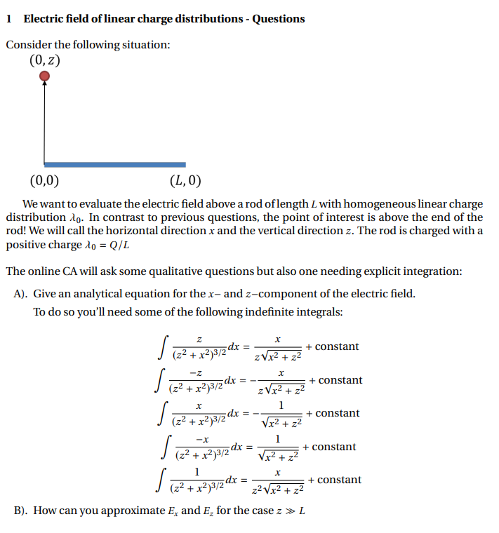 Solved 1 Electric field of linear charge distributions - | Chegg.com